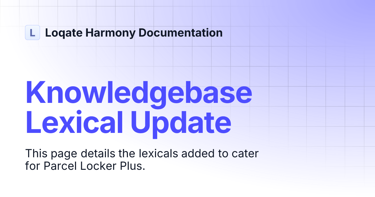 Knowledgebase Lexical Update | Loqate Harmony Documentation