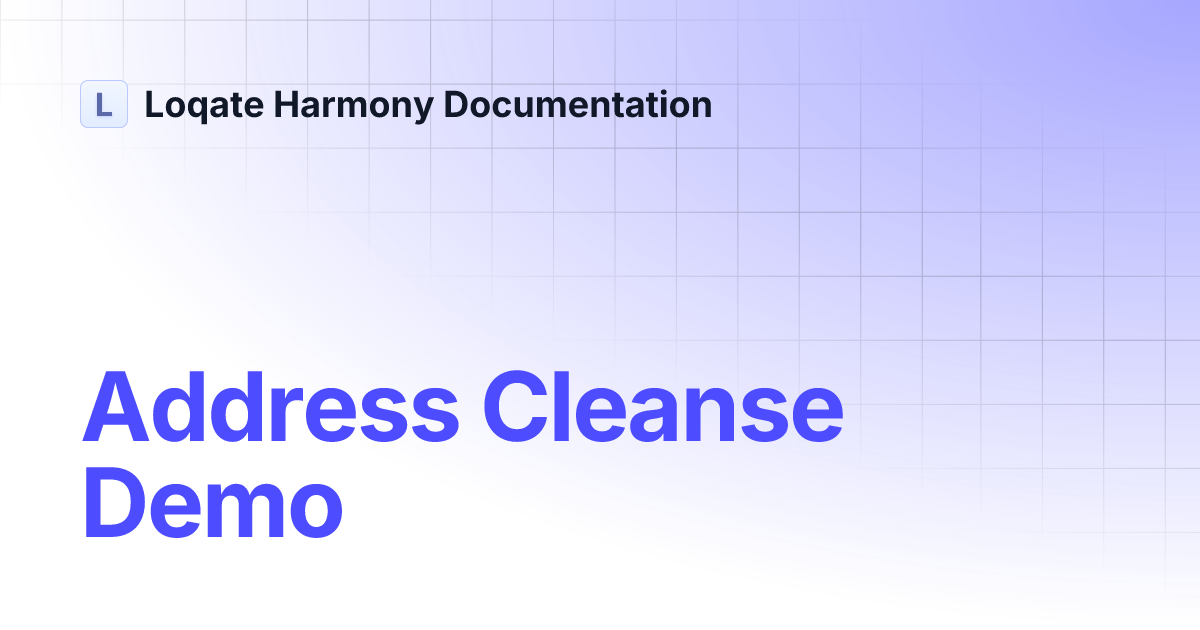 Address Cleanse Demo | Loqate Harmony Documentation