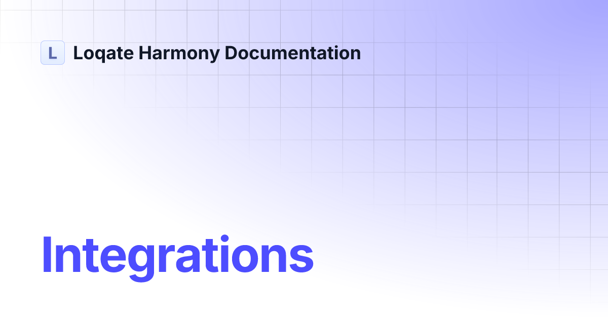 Integrations | Loqate Harmony Documentation