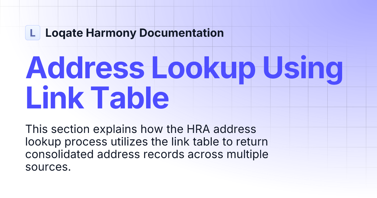 Address Lookup Using Link Table | Loqate Harmony Documentation