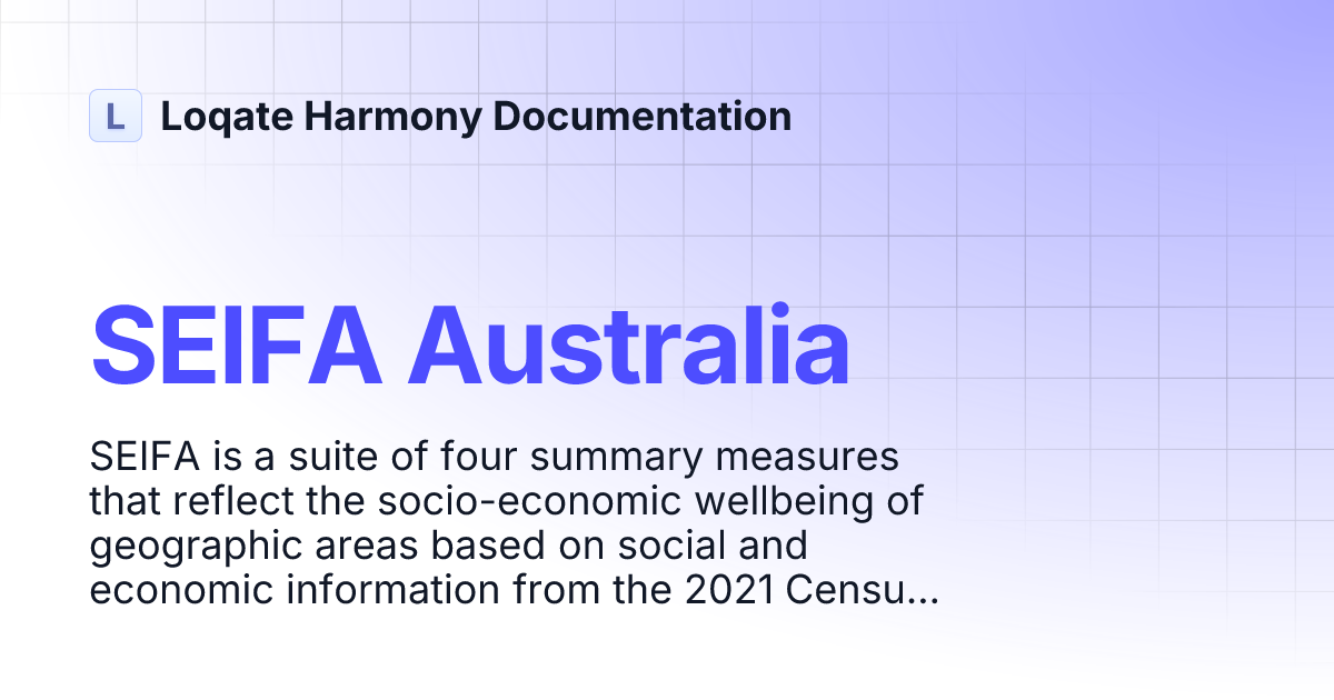 SEIFA Australia | Loqate Harmony Documentation
