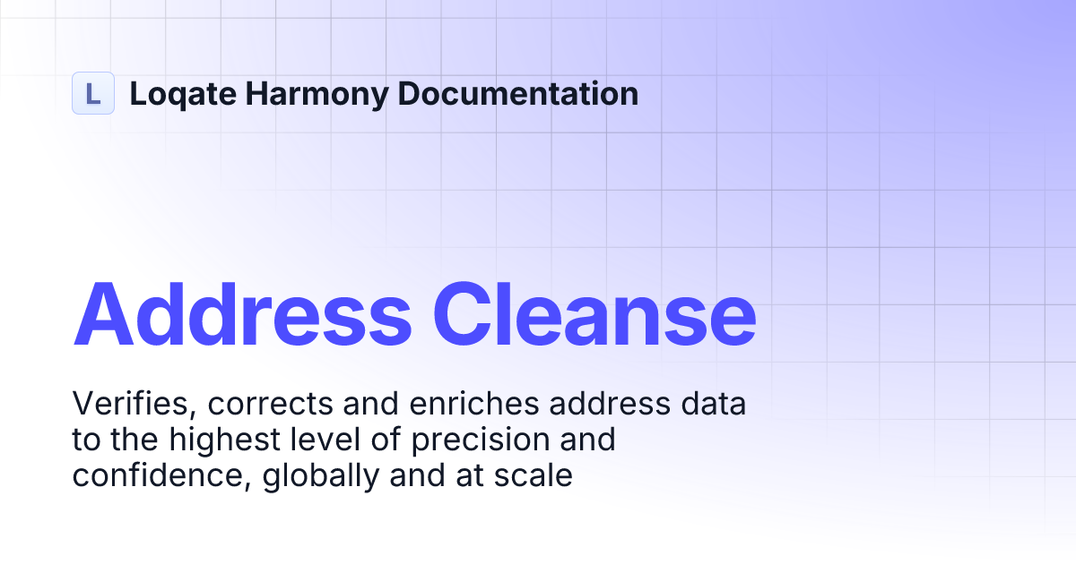 Address Cleanse | Loqate Harmony Documentation