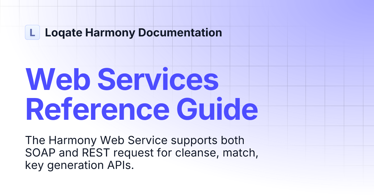 Web Services Reference Guide | Loqate Harmony Documentation
