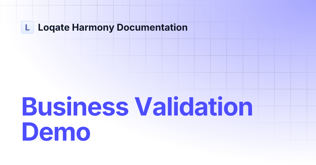 Business Validation Demo | Loqate Harmony Documentation