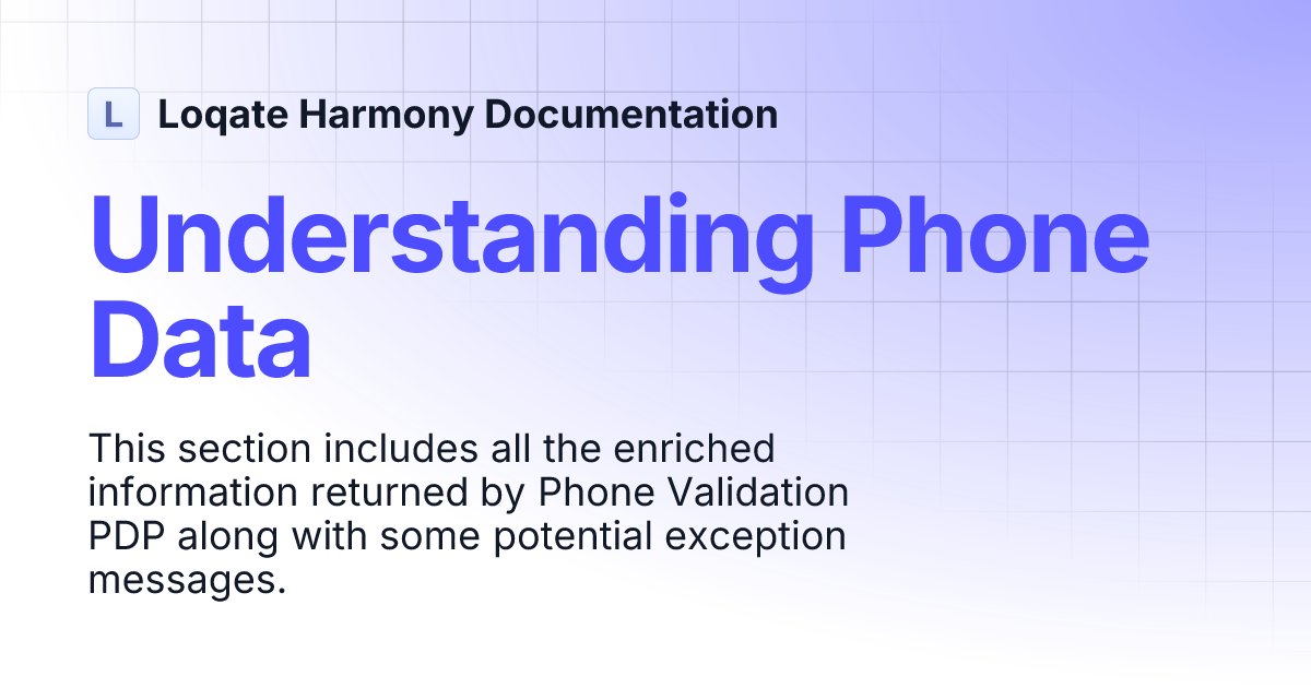 Understanding Phone Data | Loqate Harmony Documentation