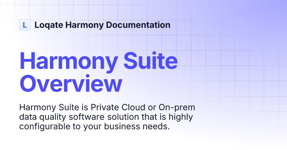 Harmony Suite Overview | Loqate Harmony Documentation